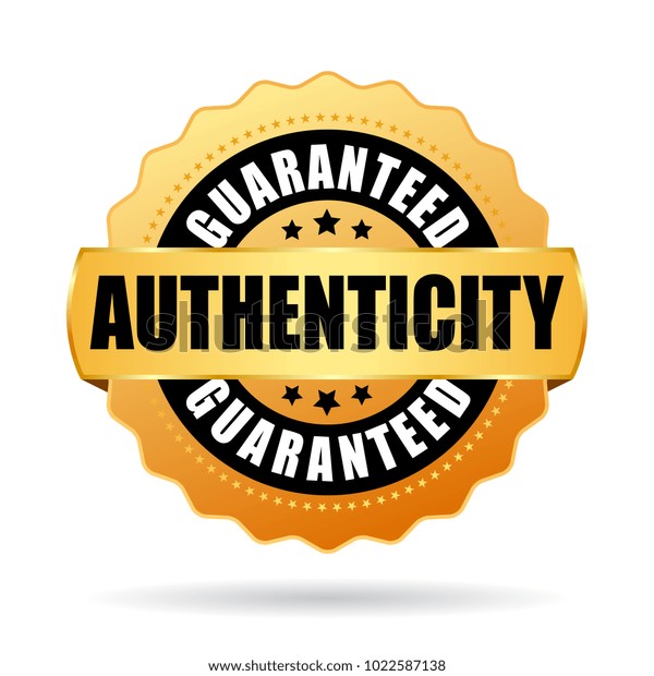 Authenticity Guaranteed Gold Vector Emblem On 库存矢量图（免版税）1022587138