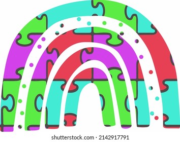 Autism Awareness Rainbow Puzzle Vector Stock Vector (Royalty Free ...