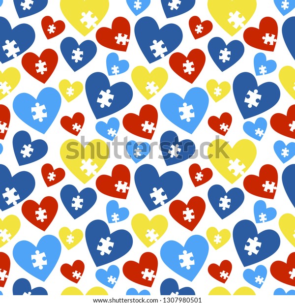 Autism Awareness Seamless Pattern Colorful Pattern Stock Vector ...