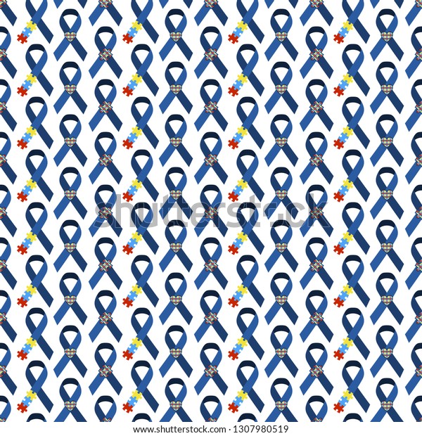 Autism Awareness Seamless Pattern Colorful Pattern Stock Vector ...