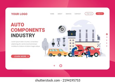 Auto Components Industry Landing Page Template Stock Vector (Royalty ...