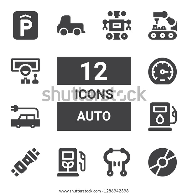 Auto Icon Set Collection 12 Filled Stock Vector (Royalty Free ...