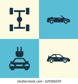 Vektor Stok Car Icons Set Collection Convertible Model (Tanpa Royalti ...