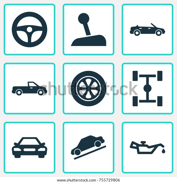 Auto Icons Set Includes Icons Such Stock Vector (Royalty Free ...