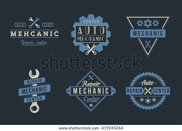 Auto Mechanic Logo Set Stock Vector (Royalty Free) 619045064 | Shutterstock