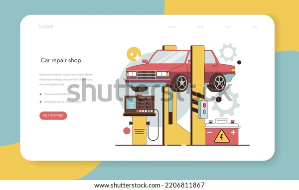 Auto Mechanic Web Banner Landing Page Stock Vector (Royalty Free ...