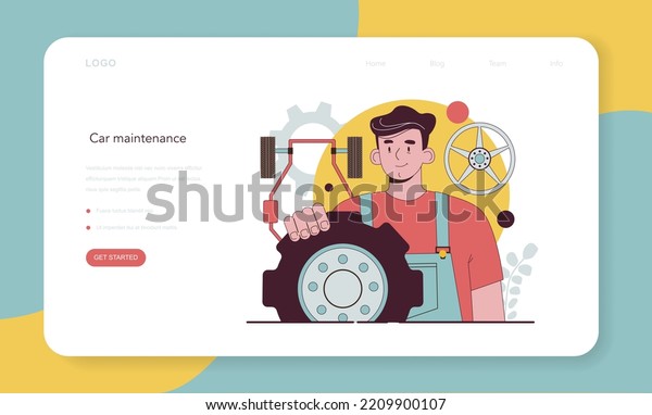 Auto Mechanic Web Banner Landing Page Stock Vector (Royalty Free ...