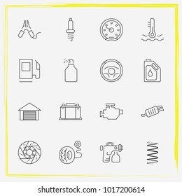 Cars Safety Line Icons Set Automobile Stock Vector (Royalty Free ...