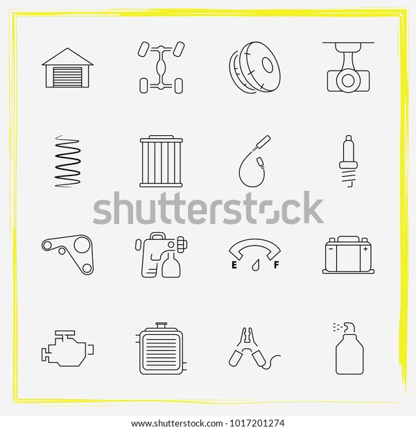 Auto Parts Line Icon Set Engine Stock Vector (Royalty Free) 1017201274 ...
