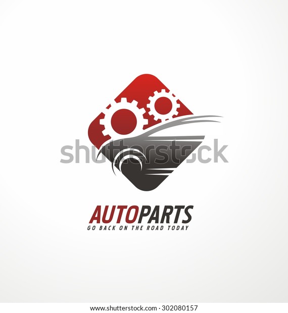 Auto parts logo design concept. Car and gears in negative space ...