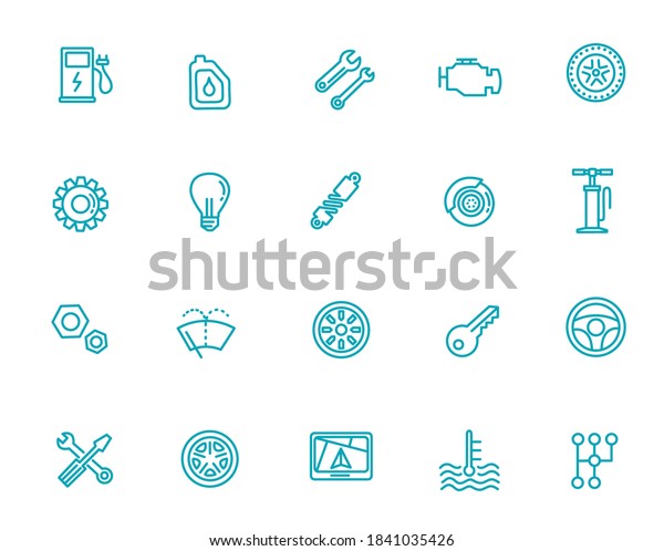 Auto Repair Service Vector Outline Symbols Stock Vector (Royalty Free ...