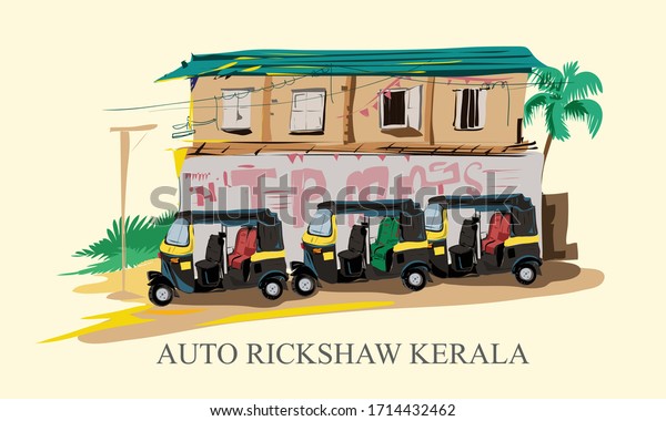 Auto Rickshaw Kerala Illustration Vector Stock Vector (Royalty Free ...