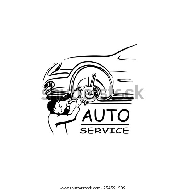 Auto Service Silhouette Abstract Vector Illustration Stock Vector ...