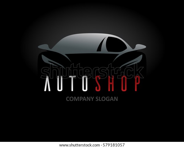 Auto shop car logo design with concept sports vehicle icon silhouette ...