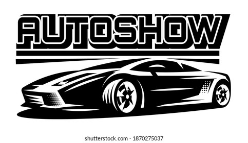 Auto Show Vector Monochrome Illustration Editable Stock Vector (Royalty ...