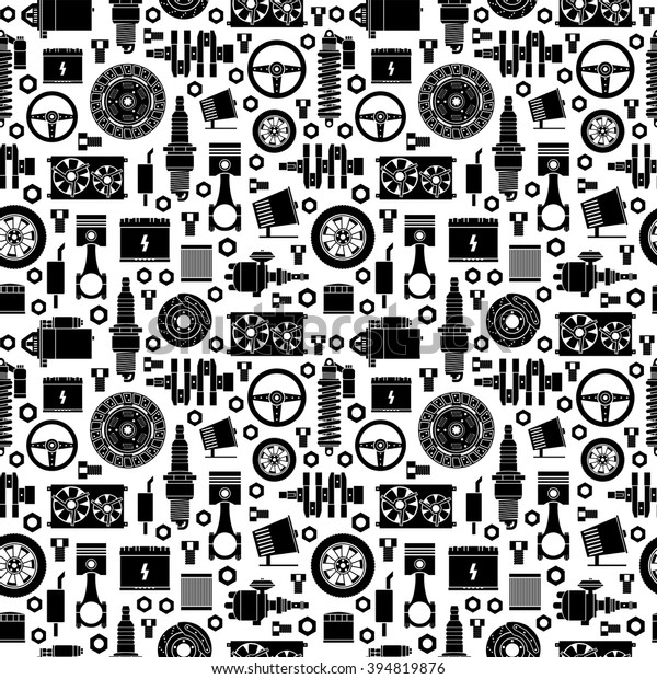 Auto Spare Parts Seamless Pattern Car Stock Vector (Royalty Free ...