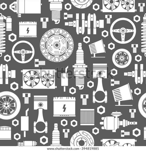 Auto Spare Parts Seamless Pattern Car Stock Vector (Royalty Free ...