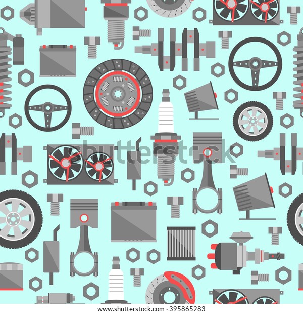 Auto Spare Parts Seamless Pattern Car Stock Vector (Royalty Free ...