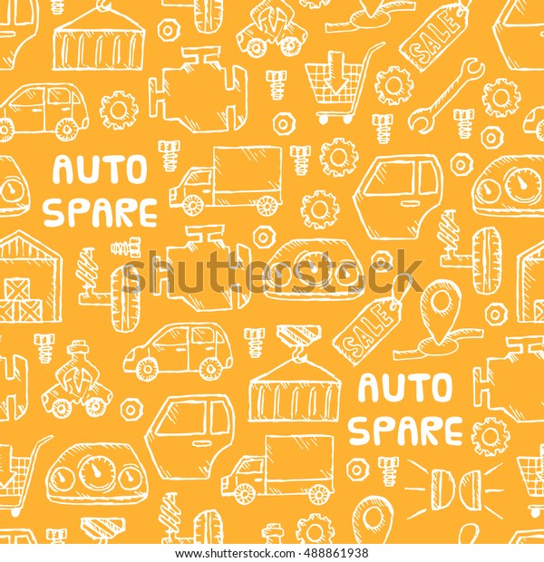 Auto Spare Parts Seamless Pattern Car Stock Vector (Royalty Free ...