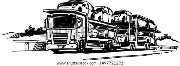 Auto Transport Carrier Vector Illustration Stock Vector (Royalty Free ...