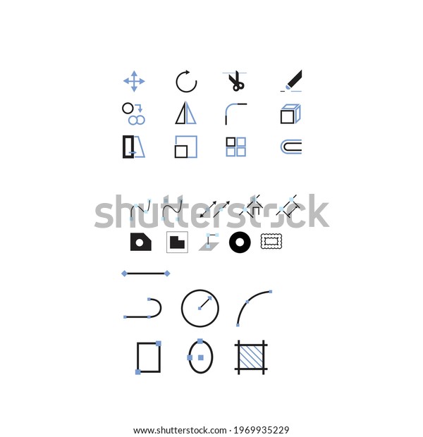 Autocad Icon Set Vector Design Stock Vector (Royalty Free) 1969935229 ...