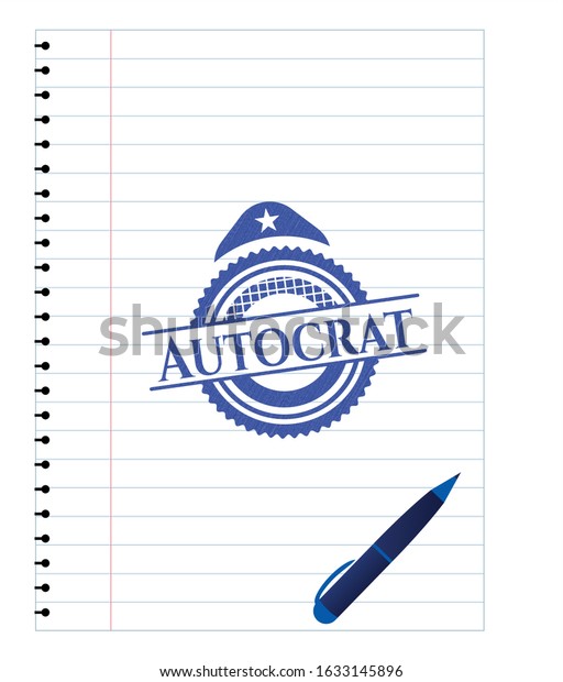 Autocrat Drawn Pen Strokes Blue Ink Stock Vector (Royalty Free ...