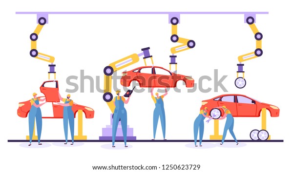 Automated Assembly Line Car Production Concept 库存矢量图（免版税）1250623729 ...