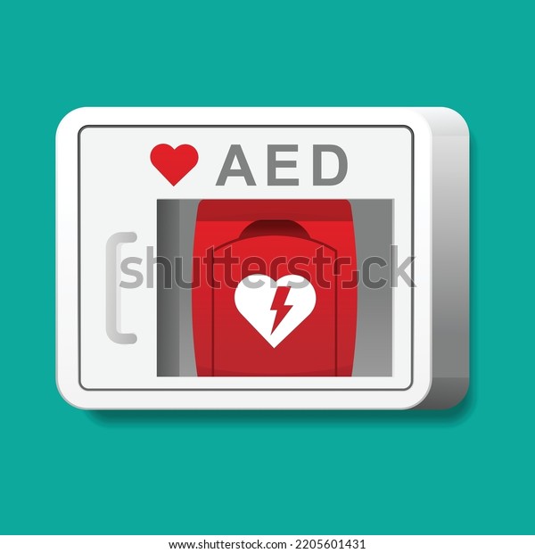 Desfibrilador Externo Automatizado (AED) en caja: vector de stock ...
