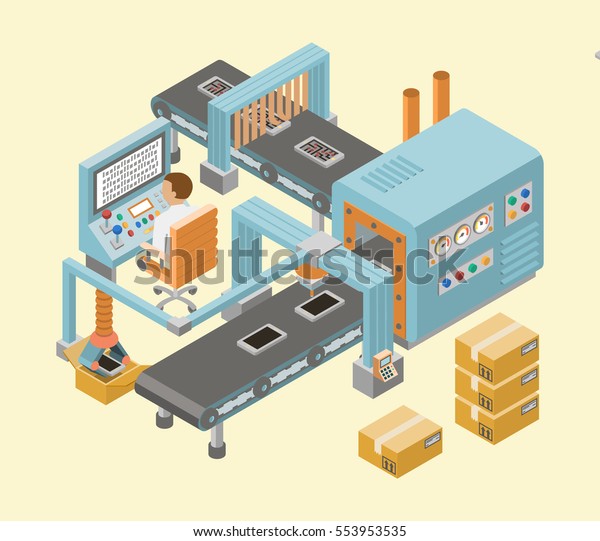 Automated Factory Assembly Line Robotic Arm Stock Vector (Royalty Free ...
