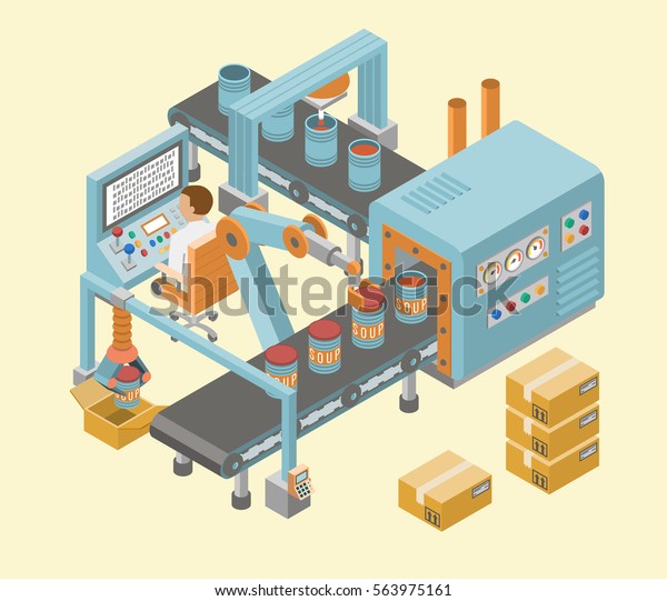 Automated Factory Assembly Line Robotic Arm Stock Vector (Royalty Free ...