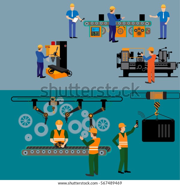 Automated Factory Assembly Line Robotic Arm Stock Vector (Royalty Free ...