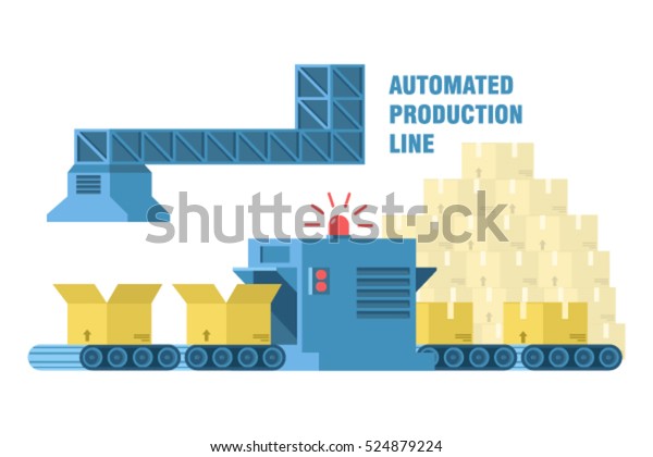 Automated Production Line Concept Automated Packing Stock Vector ...