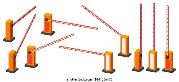 Isometric Automatic Barrier Vector Illustration Stock Vector (Royalty ...