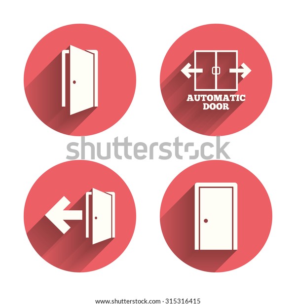 Automatic Door Icon Emergency Exit Arrow Stock Vector (Royalty Free ...