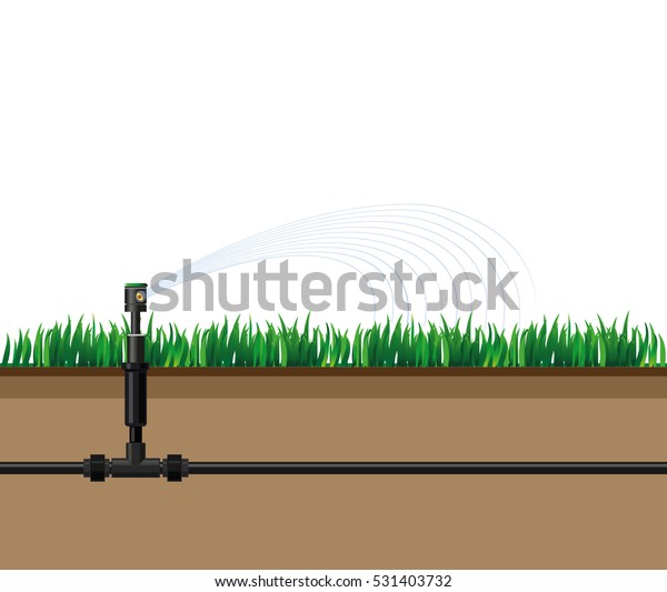 Automatic Sprinklers Watering Vector Illustration Stock Vector (Royalty ...