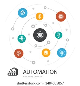 Automation Colored Circle Concept Simple Icons Stock Vector (Royalty ...