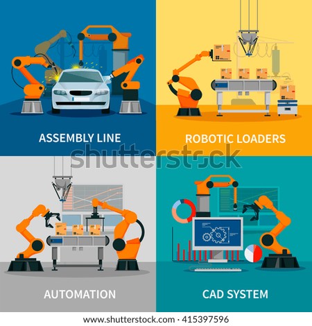 Automation Concept Icons Set Assembly Line Stock Vector (Royalty Free ...