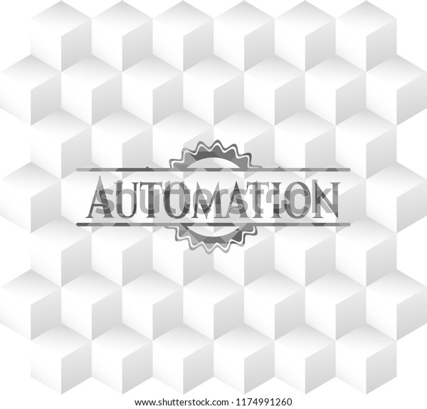 Automation Grey Badge Geometric Cube White Stock Vector (Royalty Free ...
