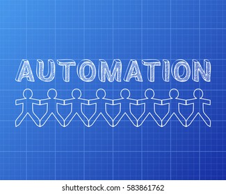 Automation Text Hand Drawn Paper People Stock Vector (Royalty Free ...