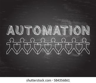 Automation Text Hand Drawn Paper People Stock Vector (Royalty Free ...