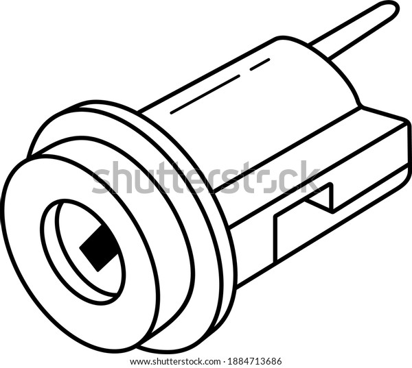 Automotive Ignition Switch Vector Outline Illustration Stock Vector ...