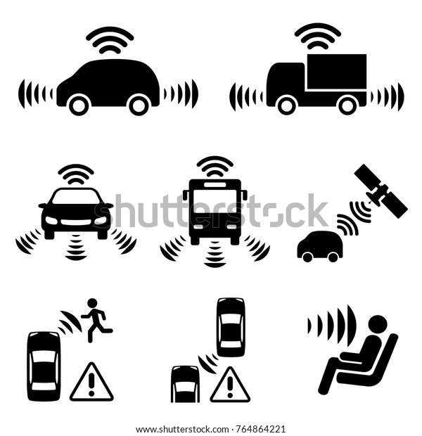 Autonomous Car Icon Assistance System Driverless Stock Vector (Royalty ...