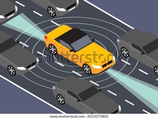 Autonomous Car Icon Drive Sensor Digital Stock Vector (Royalty Free ...