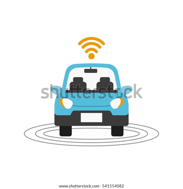 Autonomous Car Wireless Icon Over White Stock Vector (Royalty Free ...