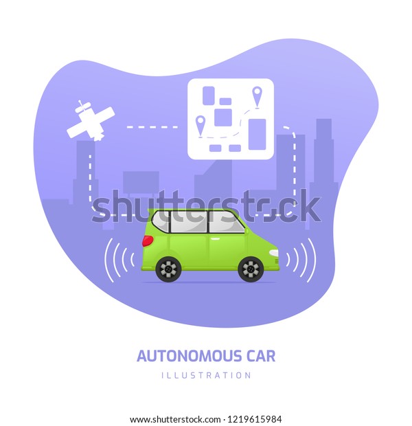 Autonomous Driverless Car Modern Art Illustration Stock Vector (Royalty ...
