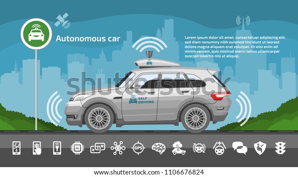 Autonomous Driverless Car Vector Illustration Self Stock Vector (Royalty Free) 1106676824 ...