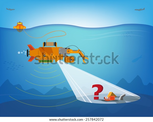 Autonomous Underwater Vehicle Auv Exploring Depths Stock Vector ...