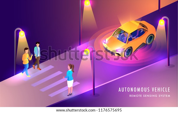Autonomous Vehicle Remote Sensing System Based Stock Vector (Royalty ...