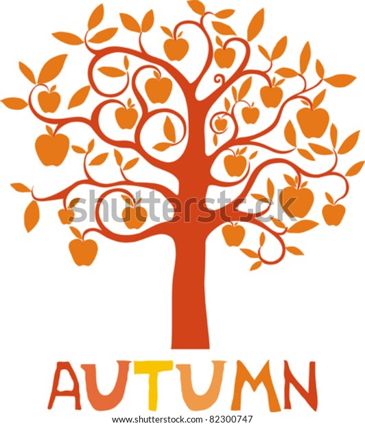 Autumn Apple Tree Vector Illustration Stock Vector (Royalty Free ...