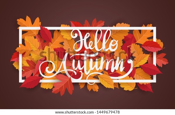 Autumn Background Handwriting Autumn Design Leaves Stock Vector ...